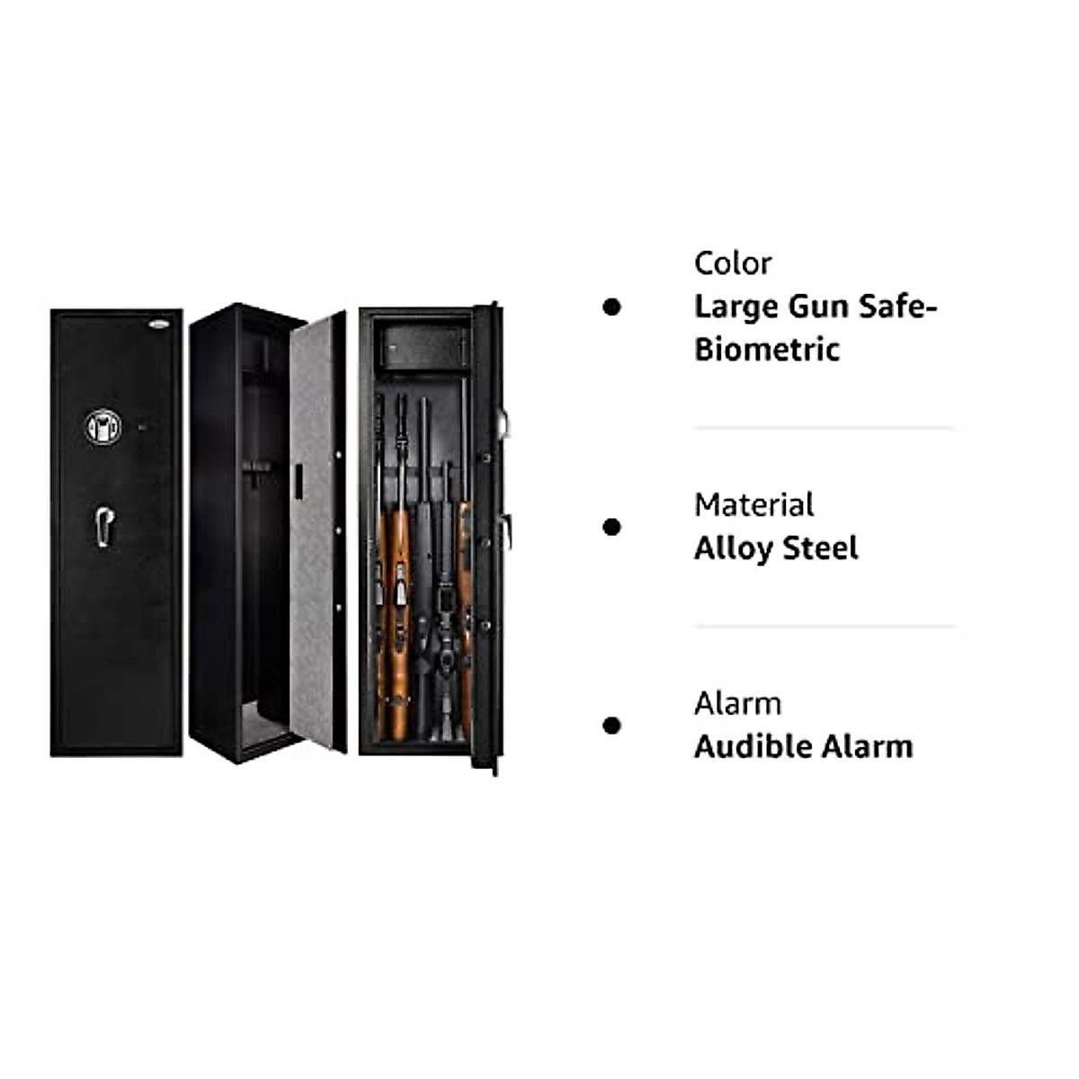 Quicktec Large Rifle Safe, Gun Safe for Home Rifles and Pistols, Quick Access 5-6 Gun Cabinet Shotgun Safe (with/Without Scope) with Pistol Lockbox Slient Mode (Large Gun Safe-Biometric) …