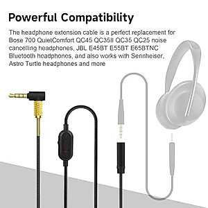 Headphone Extension Cable, 3.5mm Male to Female Stereo Audio Cable Lossless Audio Sound Premium Audio Cord Extension Cable Gold Plated Jack with Mute & Volume Controls