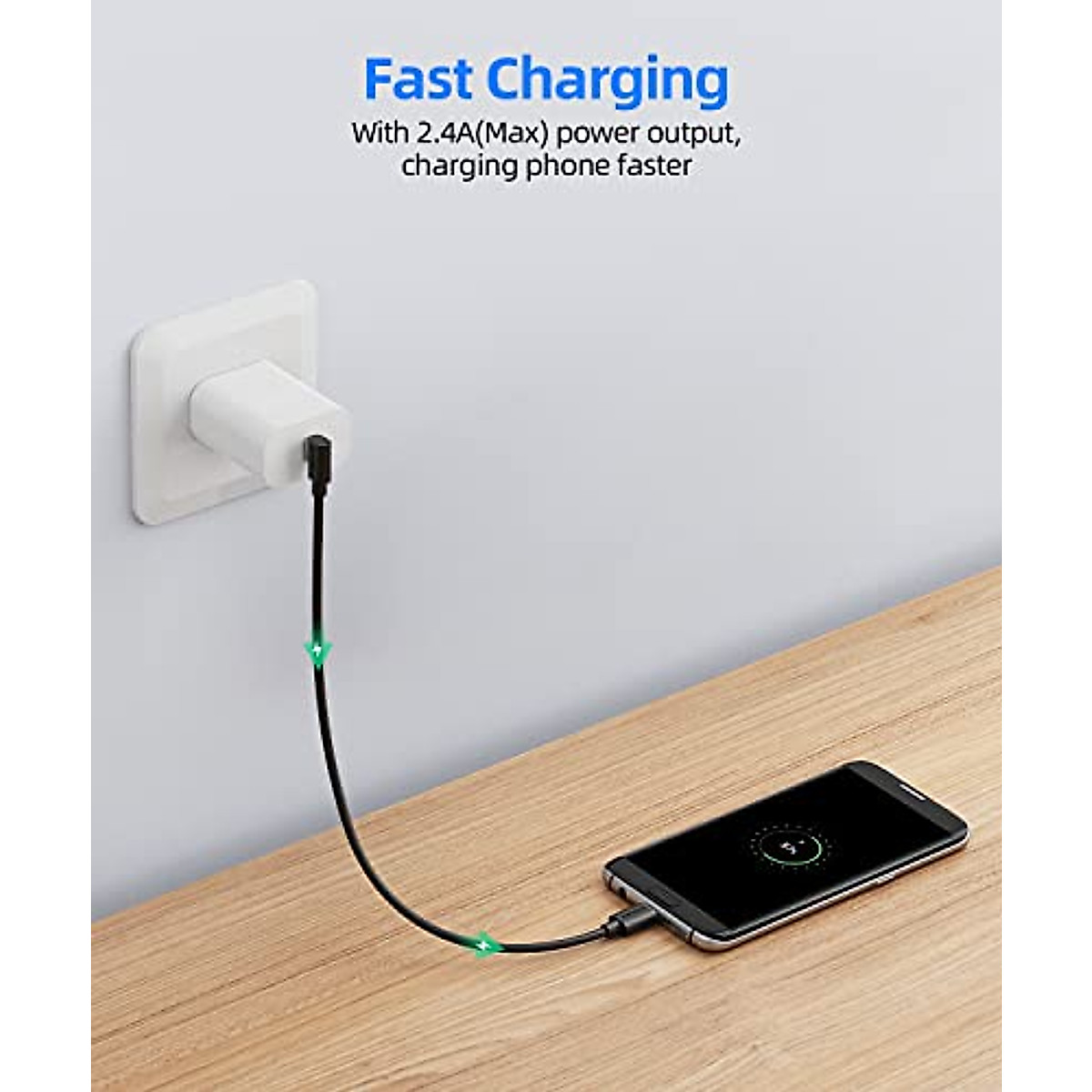 SUNGUY USB C to Micro USB OTG Cable, [2-Pack,1FT/0.3M] Short 90 Degree Angled Type C to Micro USB Android Charger Cable Compatible for MacBook Pro Air S21 S20 S10 Pixel 5/4/3/2 etc.