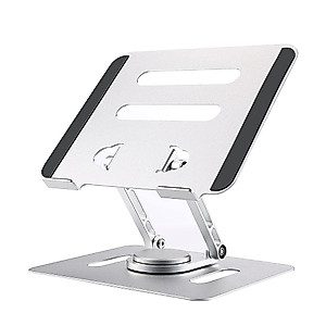 UPERFECT Portable Monitor Stand, Adjustable Laptop Stand with 360 Rotating Base, Ergonomic Laptop Riser for Desk, Heavy Duty Aluminum Stand for 7-18.5 Inch Monitor/Laptops/Tablet, Silver