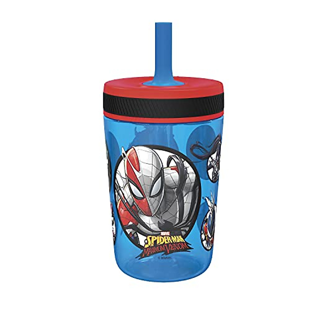 Zak Designs Marvel Spider-Man and Venom Kelso Tumbler Set, Leak-Proof Screw-On Lid with Straw, Made of Durable Plastic and Silicone, Perfect Bundle for Kids (15 oz, 2pc Set)