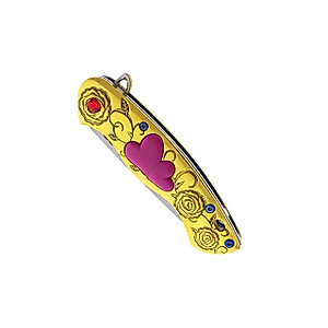 Falcon 7" Heart Rose Engraving Handle Cupid Heart Pocket Knife With LOVE Belt Clip 440 Stainless Steel Drop Point Blade