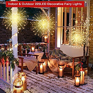 LetsFunny Fairy Christmas String Lights Wire Lights, 225 LED DIY 8 Modes Dimmable Lights with Remote Control, Decorative Hanging Starburst Lights Christmas Indoor Outdoor Decoration