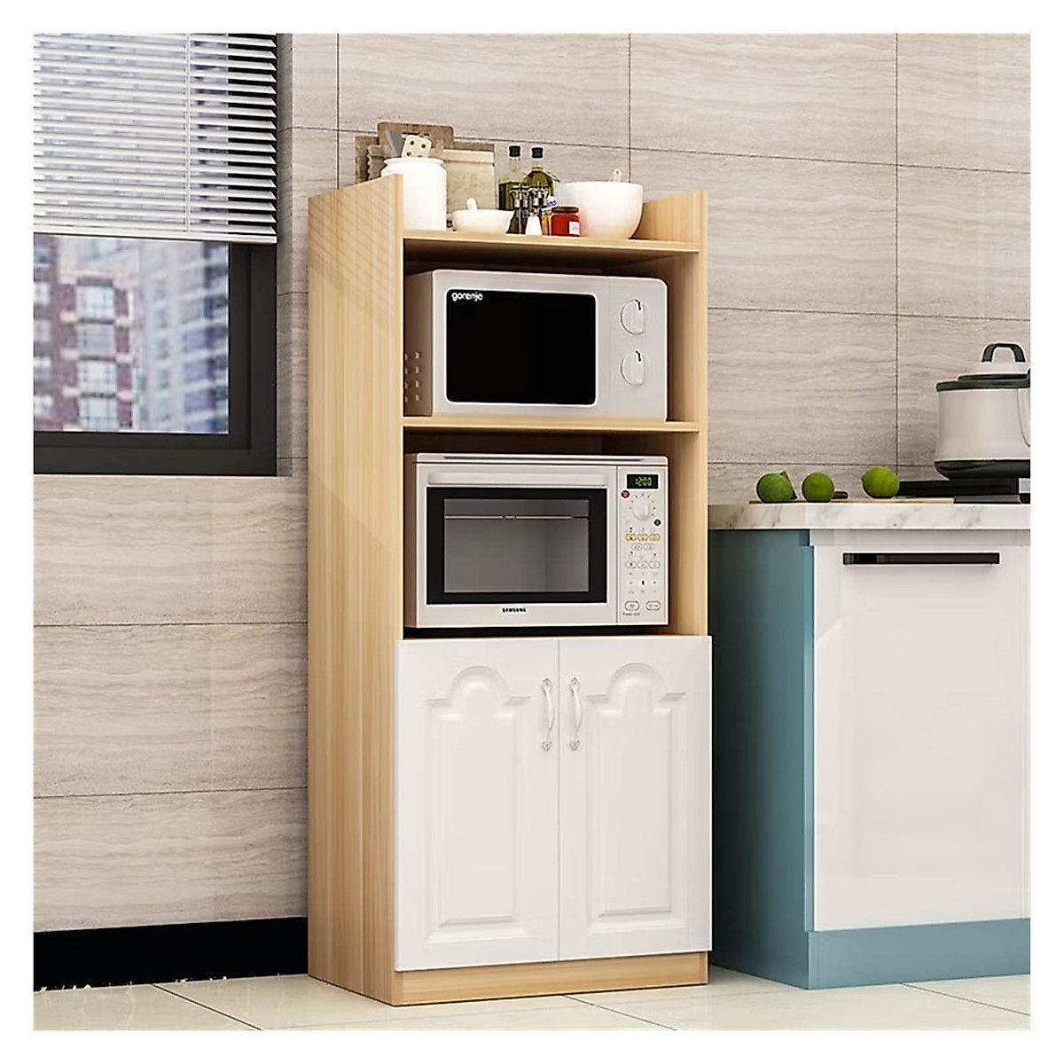 Storage Cabinet, Buffet Sideboard Server Sideboard Cabinet Modern Simple Oven Cabinet Multifunctional Storage Locker Side Cabinet Cupboard Kitchen Shelf Double Door Accent Sideboard (Size : Large)