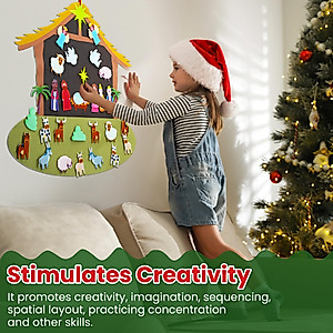 Enhon DIY Felt Christmas Tree Set, Felt Nativity Advent for Christmas with 29 Pcs Detachable Ornaments, Felt Christmas Tree, Christmas Door Wall Hanging Decor, Christmas Decor
