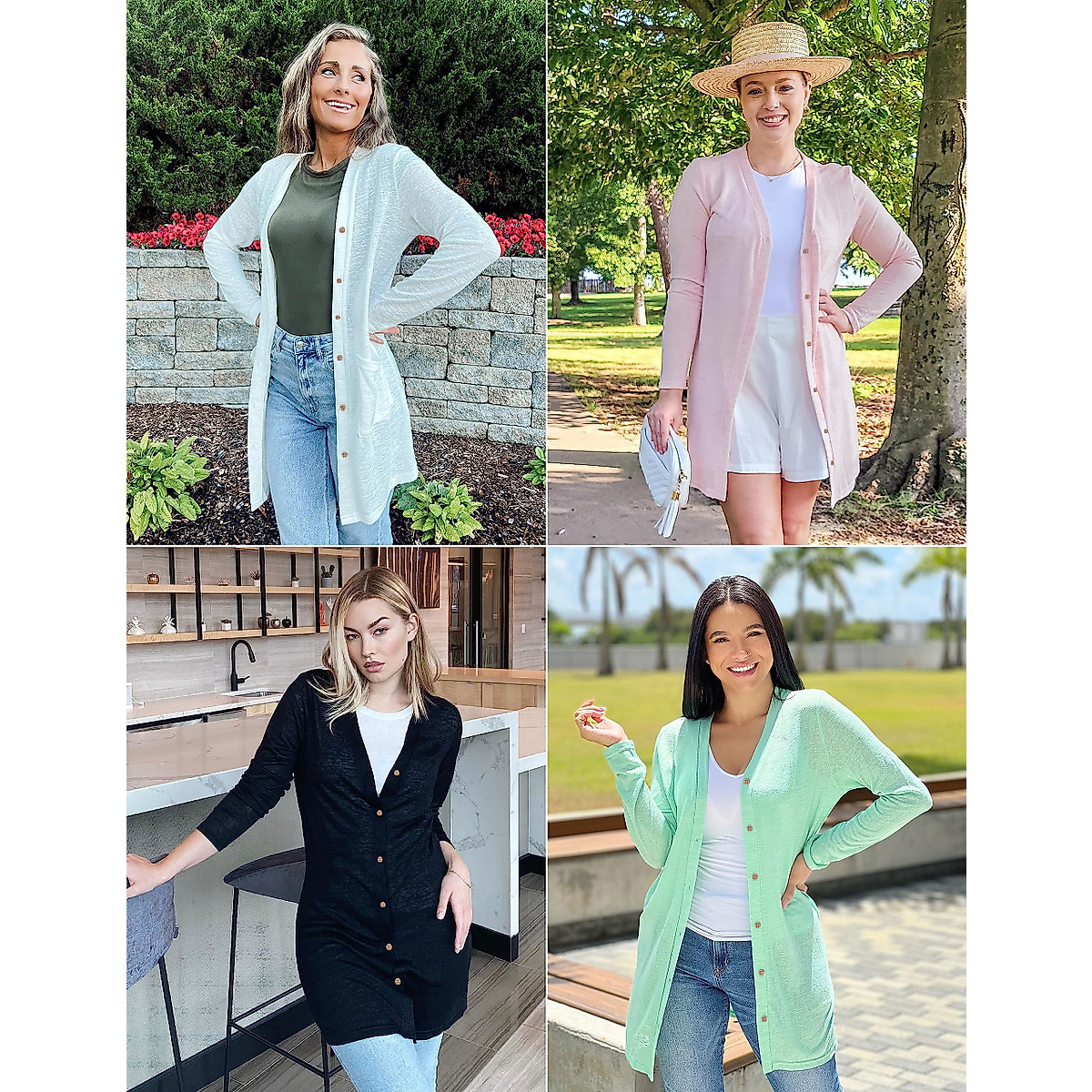 MEROKEETY Women's Open Front Lightweight Cardigan Long Sleeve Button Down Loose Outwear, Maroon, M