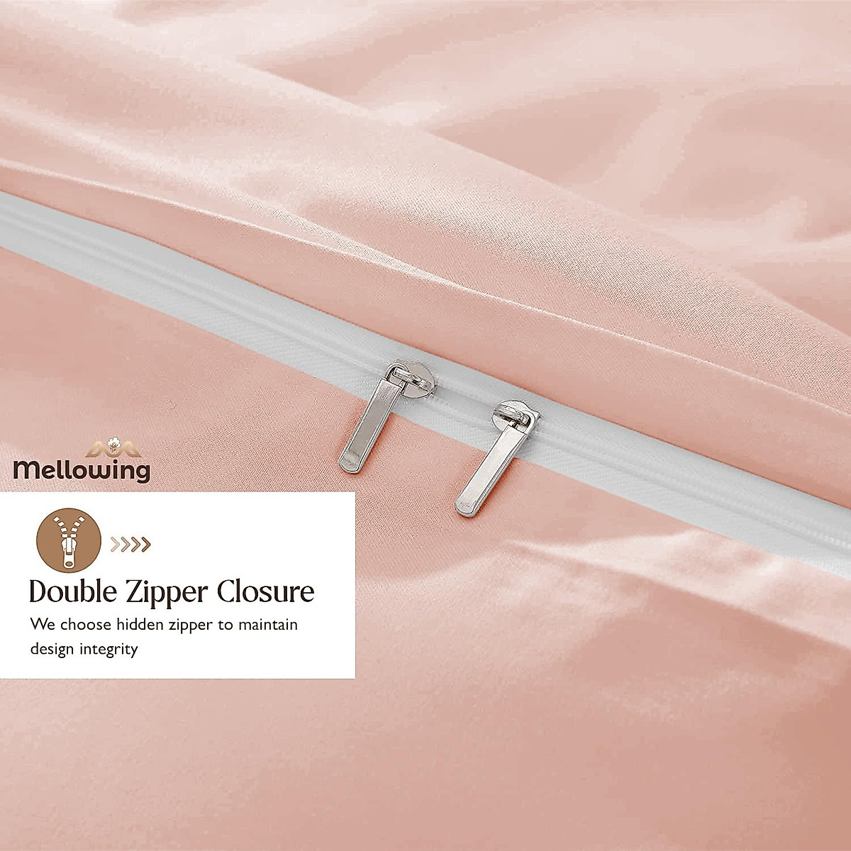 Mellowing 800 Thread Count King/Cal King (94x104) Duvet Cover - Premium Duvet Cover Soft & Breathable - 3 pcs All Season Comforter Cover with Zipper Closure & Corner Ties (Blush)