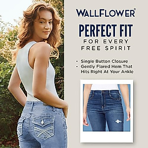 WallFlower Women's Fearless Curvy Flip Flop Flare Denim Super High-Rise Insta Vintage Juniors Jeans (Standard and Plus), Cosmic, 15