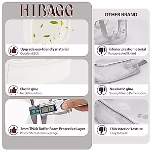 Hibagg Travel Toiletry Bags TSA Approved, 2PCS Clear Makeup Bags Set, Cosmetics Organizer Wide Open, Carry On Travel Essentials for Women Men with Gift Box, White