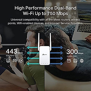TP-Link AC750 WiFi Extender(RE215), Covers Up to 1500 Sq.ft and 20 Devices, Dual Band Wireless Repeater for Home, Internet Signal Booster with Ethernet Port