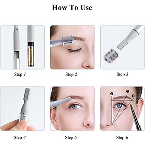 Touch Beauty Electric Facial Hair Trimmer Pen (Grey), with Eyebrow Touch-Up Set & Microblade