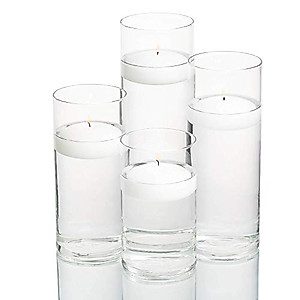 Eastland Set of 4 Cylinder Vases and 4 White Richland Floating Candles 3"