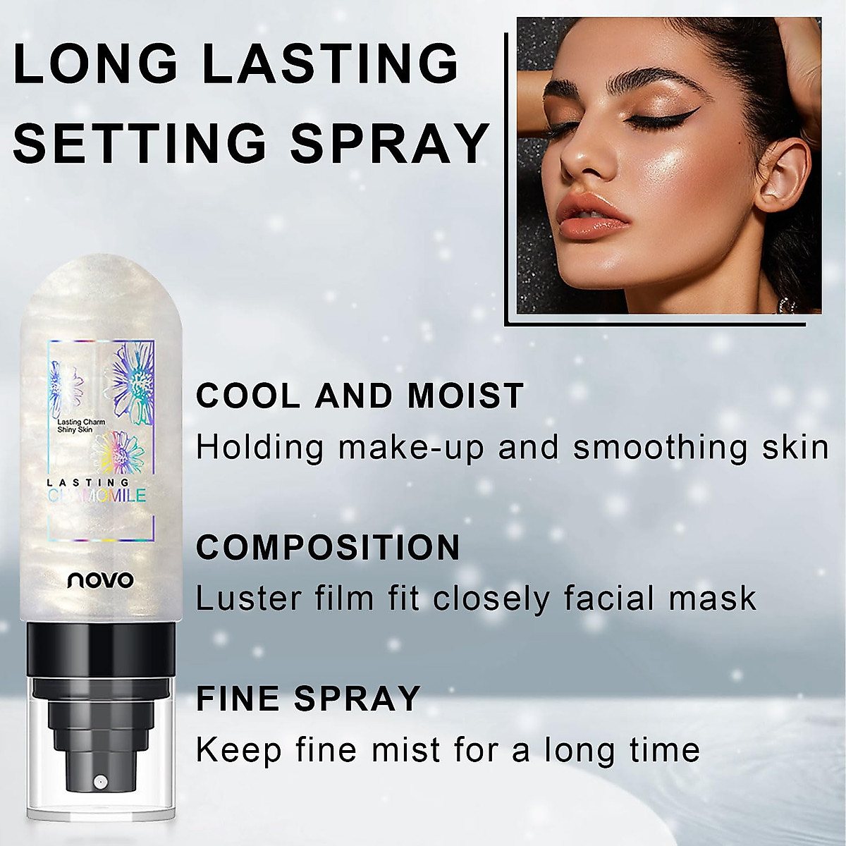 Dewy Makeup Setting Spary Kit Shimmer Glow Finish Hydrating Illuminating Finishing for face Lightweight Long Lasting Make Up Fixing Hydrate Skin with Sponge Puff Makeup Set (Dewy 3.15 Fl Oz)