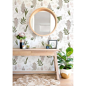Floral Peel and Stick Wallpaper Modern Leaf Contact Paper Removable Wallpaper Decorative Self Adhesive Wallpaper Wall Paper 17.3" x 393.7"