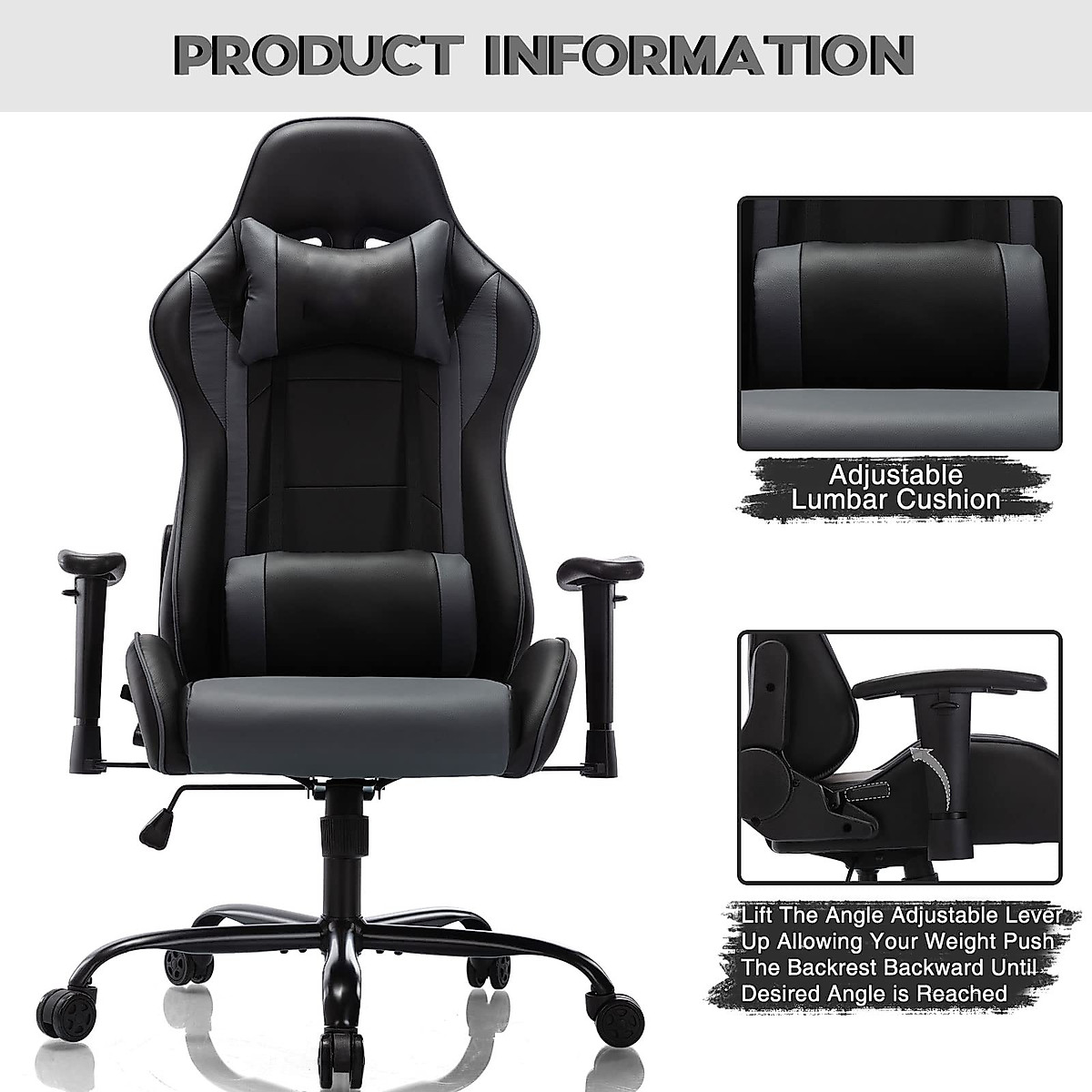 AFO High Back Desk Ergonomic Adjustable Computer Gaming Chair, Grey