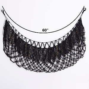 Large Stuffed Animal Hammock with Light Wall Mounted- Squishmallow Hammock Plushies Net Stuff Toy Organizer Boho Macrame Toy Hammock Corner Hanging Net for Nursery Storage Bedroom Playroom Decor-Black