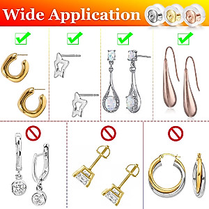 Kerryjewl 18K Gold Locking Secure Earring Backs for Studs, Silicone Earring Backs Replacements for Studs/Droopy Ears, No-Irritate Hypoallergenice Earring Backs for Women Men(White Gold)