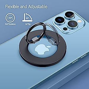 Magnetic Phone Ring Holder for MagSafe, CreaDream Magnetic Finger Phone Ring Grip Stand, Adjustable Kickstand, Compatible with iPhone 15 14 13 12, Pro, Pro Max, Plus, Mini, Black