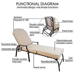 Kozyard Maya Chaise Lounge - Outdoor Patio Recliner Chair, Comfortable Patio Lounge Chair, Elegant Chaise Lounge Chair for Relaxation, Perfect Outdoor Recliner Chair (Tan)