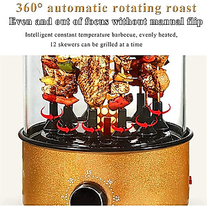 Smokeless Automatic Rotary Barbecue Machine,Electric Skewer Machine,0°-200° Adjustable Temperature,for 4-6 People Barbecue Oven Cup