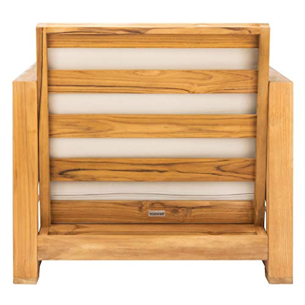 Safavieh CPT1009A Couture Curacao Brazilian Teak Outdoor Patio Club Chair, Natural/White