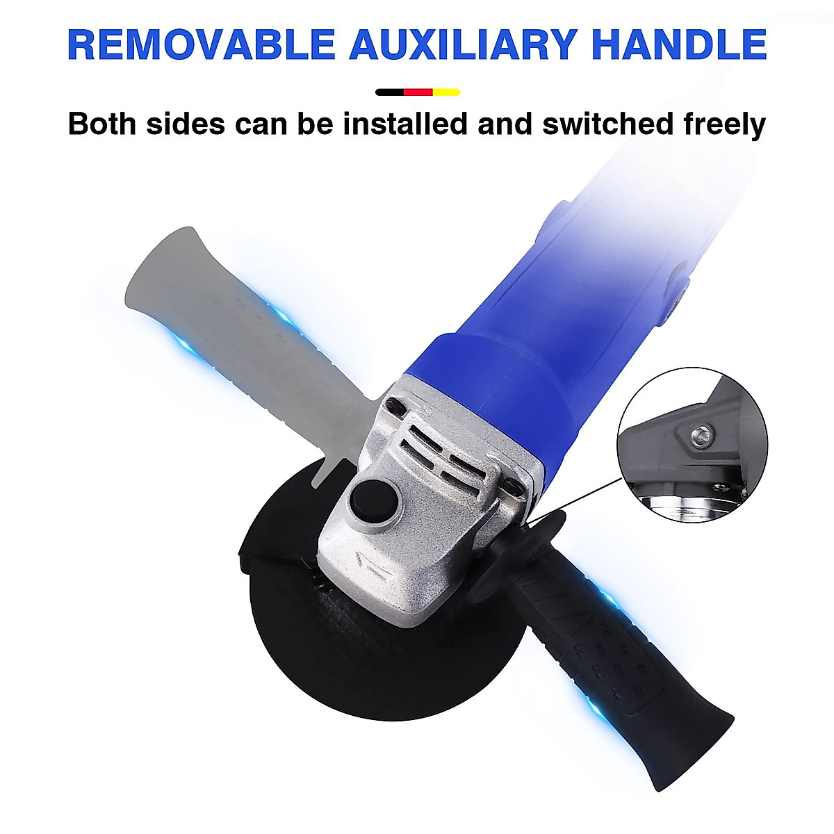 Angle Grinder with Battery, Charger, 21V Power Battery Grinder Tool for Metal Wood, Electric Metal Grinder (10000RPM, 2 Position Handle, Grinding & Cutting Wheels, Flap Disc, Spanner, Safety Guard)