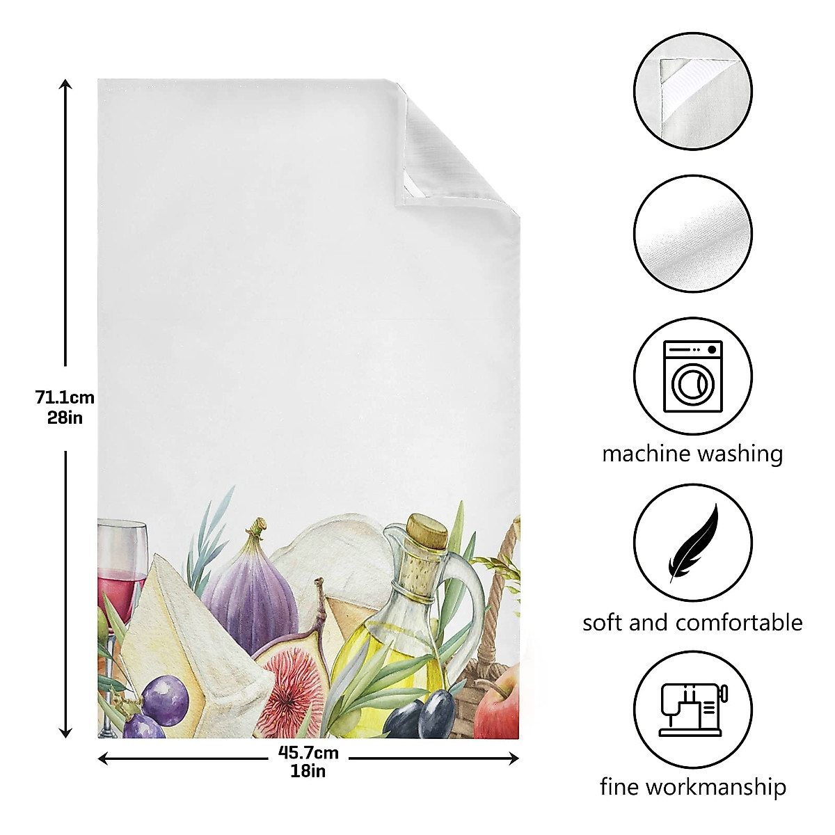 Cheese Grapes Kitchen Towels Wine Fig Olive Dishcloths Set 4 Pack Hand Dish Towel Tea Bar Towels 18 x 28 in Cleaning Cloths Soft Absorbent Fast Drying for Cooking Baking