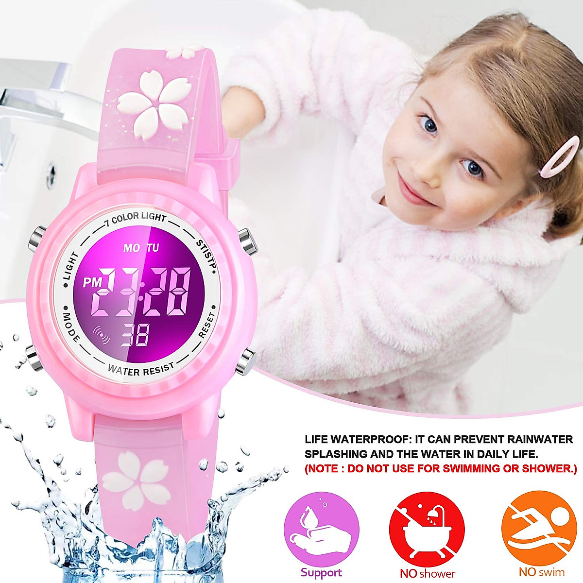 Viposoon Gifts for 3 4 5 6 7 8 9 Year Old Girls, 3D Kids Waterproof Watch Toy for 4-8 Year Old Girls Birthday Gifts for 3-10 Year Old Girls