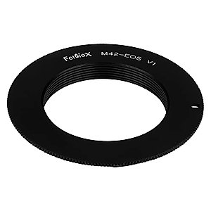 Fotodiox Lens Mount Adapter - Compatible with Black M42 (42mm x1 Thread Mount) Lens to Canon EOS (EF, EF-S) Mount D/SLR Cameras