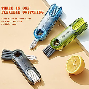 3 Pack 3 in 1 Multifunctional Gap Cleaning Brush Tiny Bottle Cup Lid Detail Brush Mini Crevice Cleaning Brush Multipurpose Straw Cleaner Brush for Home Kitchen Cleaning (Green)