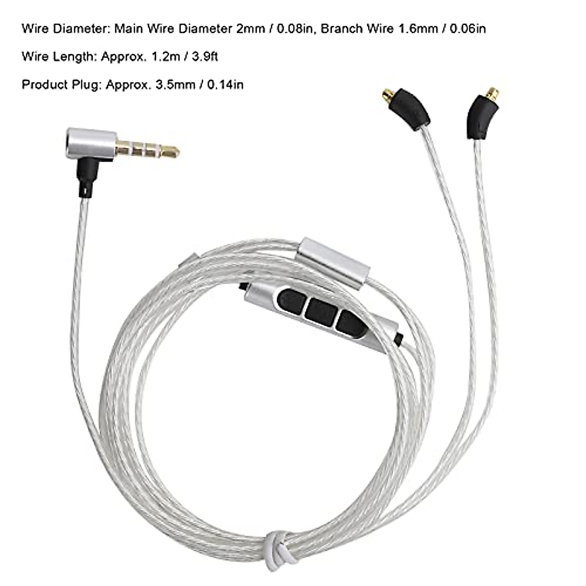 Vbestlife Game Headphone Cable,Plug and Play Earphone Cable,3.5 mm Audio Cable with High Transparent PVC Shell,Volume Adjustment,Microphone,fit for Xelento, for Alo Andromeda Earphones