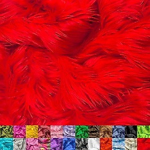 EOVEA - Faux Fur Fabric Square - Shaggy Faux Fur Trim - Precut Fluffy Faux Fur Patch - Craft Fur Fabric Material - Hobby & Craft Supply for DIY, Costume, Decoration, Gnome (30"X36", Red)