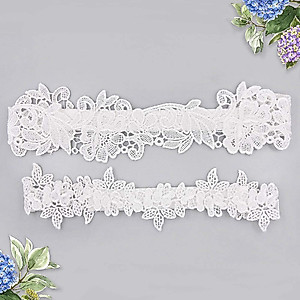 Wedding Garters for Bride Garter Set for Bride Wedding Garter Belts Lace Bridal Garter 2 Piece Plus Size (White, S)