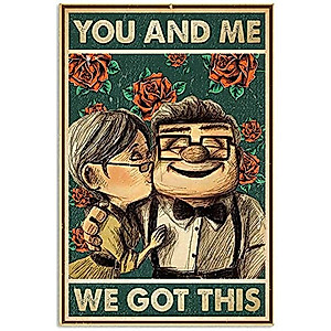 DZQUY Metal Sign Up Carl and Ellie You and Me We Got This Tin Signs Easter Bar Pub Family Cafe Signs Men Cave Best Gifts for New Year Friends Family Fun Signs Wall Decoration 8X12 inch, Green