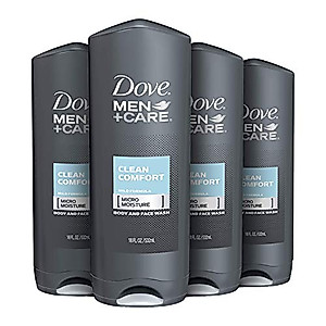 Dove MEN+CARE Body and Face Wash for Healthier and Stronger Skin Clean Comfort Effectively Washes Away Bacteria While Nourishing Your Skin 18 oz 4 Count (Packaging may vary)