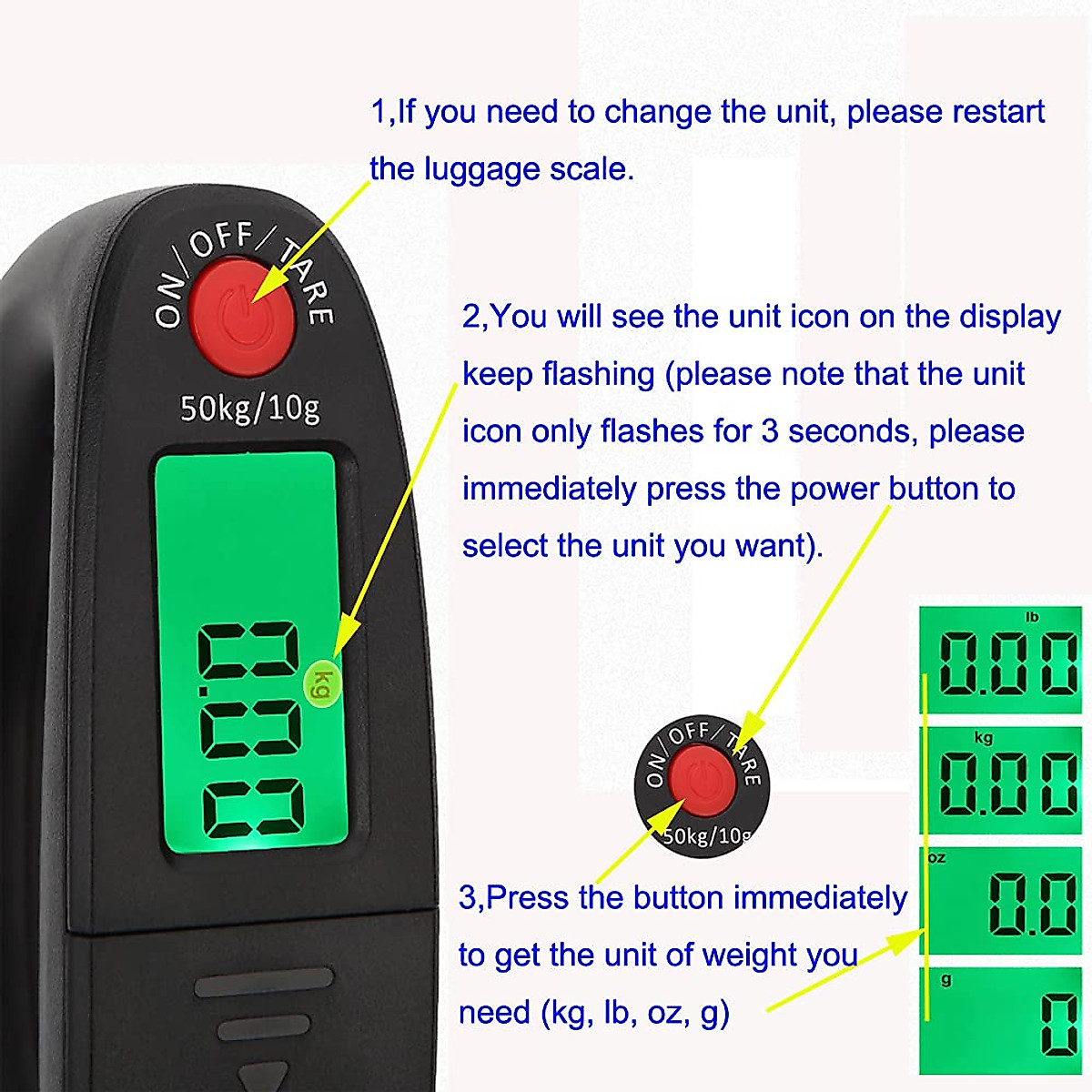 Mougerk 110lb 50kg Portable Digital Hanging Luggage Weight Scale Postal Scales, 2 AAA Batteries (Not Included) (Black)