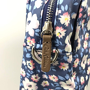 Cath Kidston DEMatt Oilcloth Busy Bag Handbag Water Resistant Crossbody Tote Island Flowers Pattern Navy Color