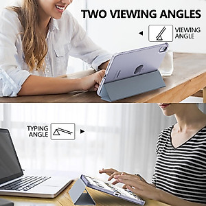 MoKo for iPad Mini 7 (A17 Pro) Case 2024,iPad Mini 6 Case 2021,8.3-inch iPad Mini 7th/6th Generation Case,Slim Lightweight Hard Back Shell Stand Cover for iPad Mini 2024 with Touch ID, Grey Purple