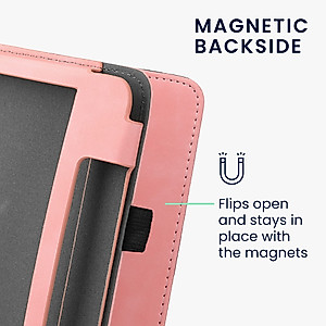 kwmobile Case Compatible with Kobo Sage - Cover Faux Nubuck Leather e-Reader Flip Case - Dusty Pink