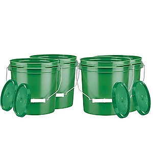 House Naturals 1 Gallon Food Grade Bucket Container with lid BPA Free ( Pack of 4) Made in USA