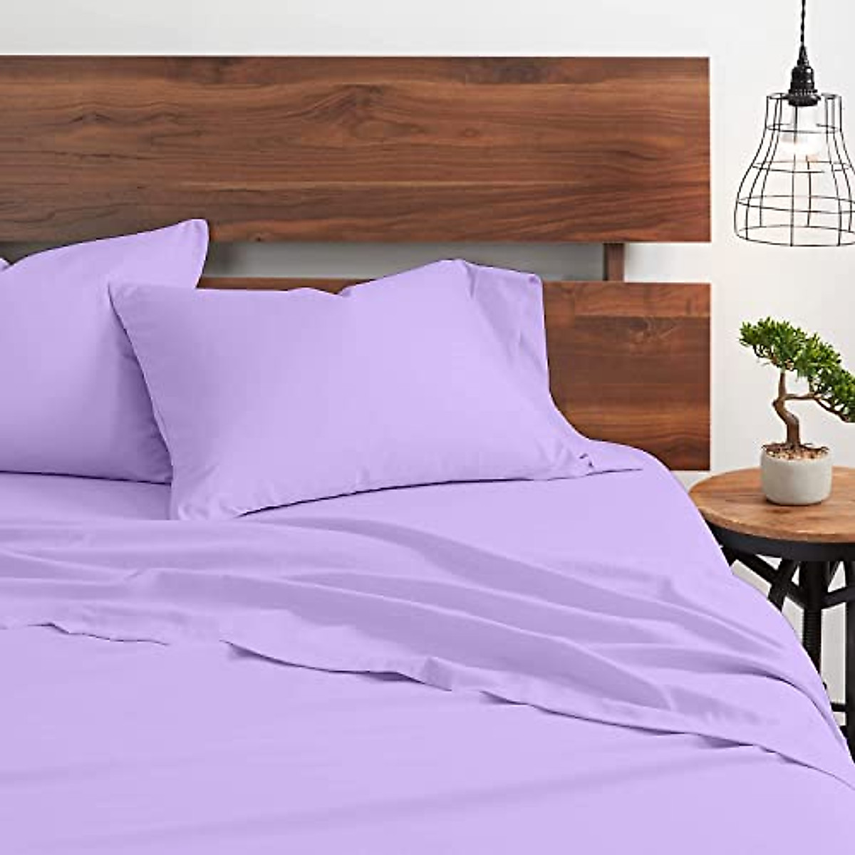 snowhomes 4-Pcs Bed sheets-800-Thread Count 100% Egyptian Cotton Bedding Set Lavender Full Size Sheets, Long Staple Cotton Fitted Sheet with Pillowcase, Fits Mattress Upto 15" Deep Pockets