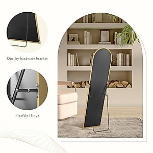 NEWBULIG 59"x16" Full Length Mirror, Floor Mirror Hanging or Leaning, Full Body Mirror with Stand,Wall Mounted Mirror,Gold-Arched
