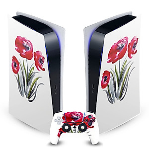 Head Case Designs Officially Licensed Mai Autumn Red Flowers Art Mix Vinyl Faceplate Sticker Gaming Skin Decal Compatible with Sony Playstation 5 PS5 Digital Edition Console and DualSense Controller
