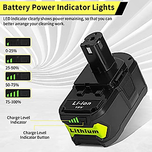 BiBiSi 6.5Ah P108 18 Volt Replacement Battery for Ryobi 18V Battery 2 Pack Cordless Tool Battery Packs Compatible with P102 P103 P104 P105 P107 P108 P109 P190 P122