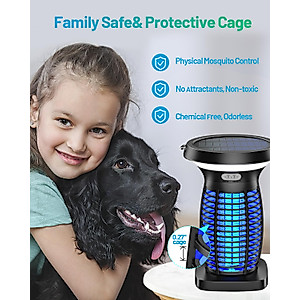 Solar Bug Zapper Outdoor, Mosquito Zapper Indoor Outdoor, Electric Fly Zapper with Camping Lantern, Waterproof Mosquito Traps, Cordless Mosquito Killer Lamp for Patio, Backyard, Home, Balcony