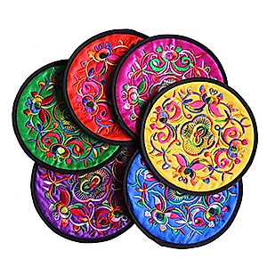 Ambielly Drinks Coasters,Vintage Ethnic Floral Fabric Coasters Bar Coasters Cup Coasters for Friends,Housewarming,Party,Living Room Decor, 10pcs/Set, 5.12"/13cm (Mixed Colors)