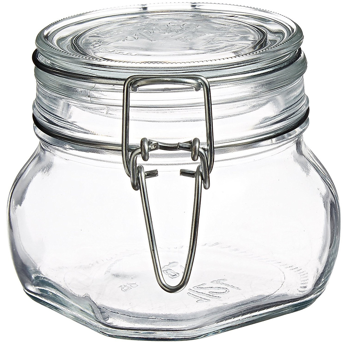 Bormioli Rocco Fido Square Jar with Clear Lid, 17-1/2-Ounce, Set of 2