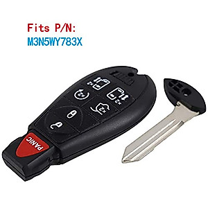 Keyless Remote Key Fob Replacement for 2008-2015 Chrysler Town and Country,2008-2014 Dodge Grand Caravan, M3N5WY783X 433MHZ,Pack of 2