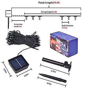 LuGlint String Lights Outdoor, 2Pack 39.4FT 100 LED Solar String Lights Outdoor,8 Modes Solar Christmas Lights for Indoor/Outdoor Tree,Patio,Garden,Christmas,Holiday,Halloween Party Decor (Blue)