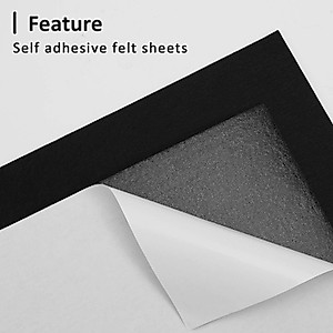 Caydo 14PCS Black Self Adhesive Felt Sheets, Sticky Back Felt Fabric for House Adorning, Costumes, Jewelry Box Drawer Liner and Halloween Art and Craft Making(A4 Size)